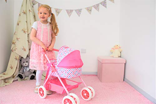 Kookamunga Kids Unicorn Reversible Doll Pram with Diaper Bag. for Kids Aged 3+ Fits Dolls up to 18". Doll not Included.