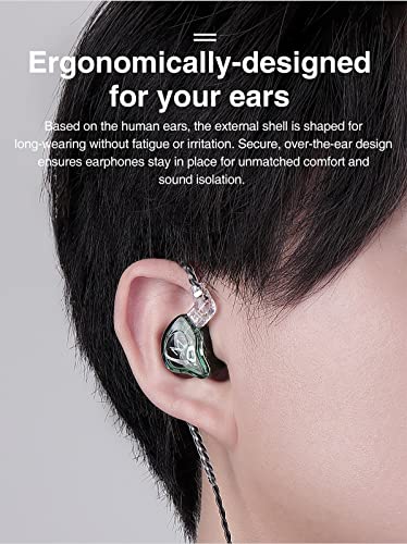 FEDAI TRN MT1 1DD HiFi Earphone Headphone, TRN MT1 in-Ear Earbud with New 10mm Composite Magnetic Dynamic Driver Over Ear Headset with Detachable C Pin 0.75MM Cable(No mic,Black)