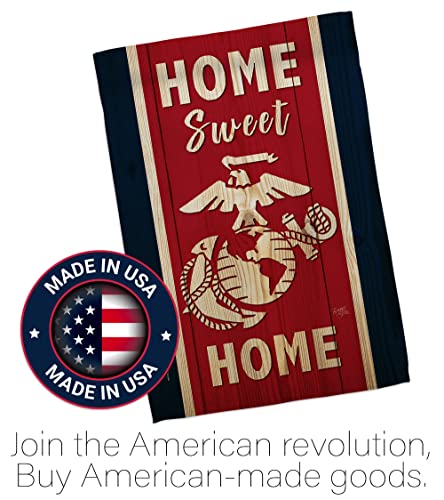 Home Sweet Marine Corps Garden Flag - Set Mailbox Hanger Armed Forces USMC Semper Fi United State American Military Veteran Retire Official - House Banner Small Yard Gift Double-Sided 13 X 18.5