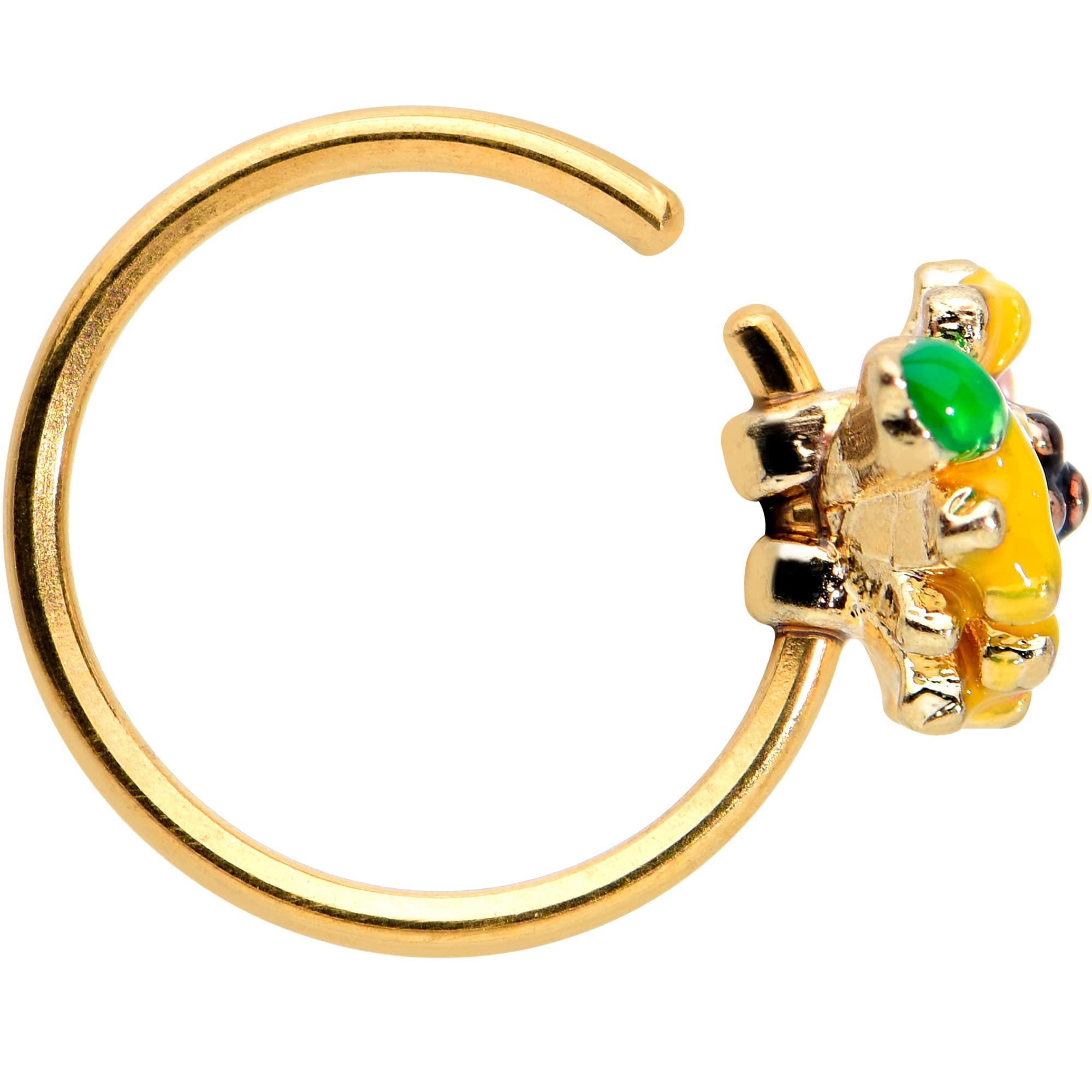 Body Candy Womens 20G PVD Stainless Steel Nose Ring Summer Sunflower Nose Hoop Ring Circular Nose Ring 5/16โ