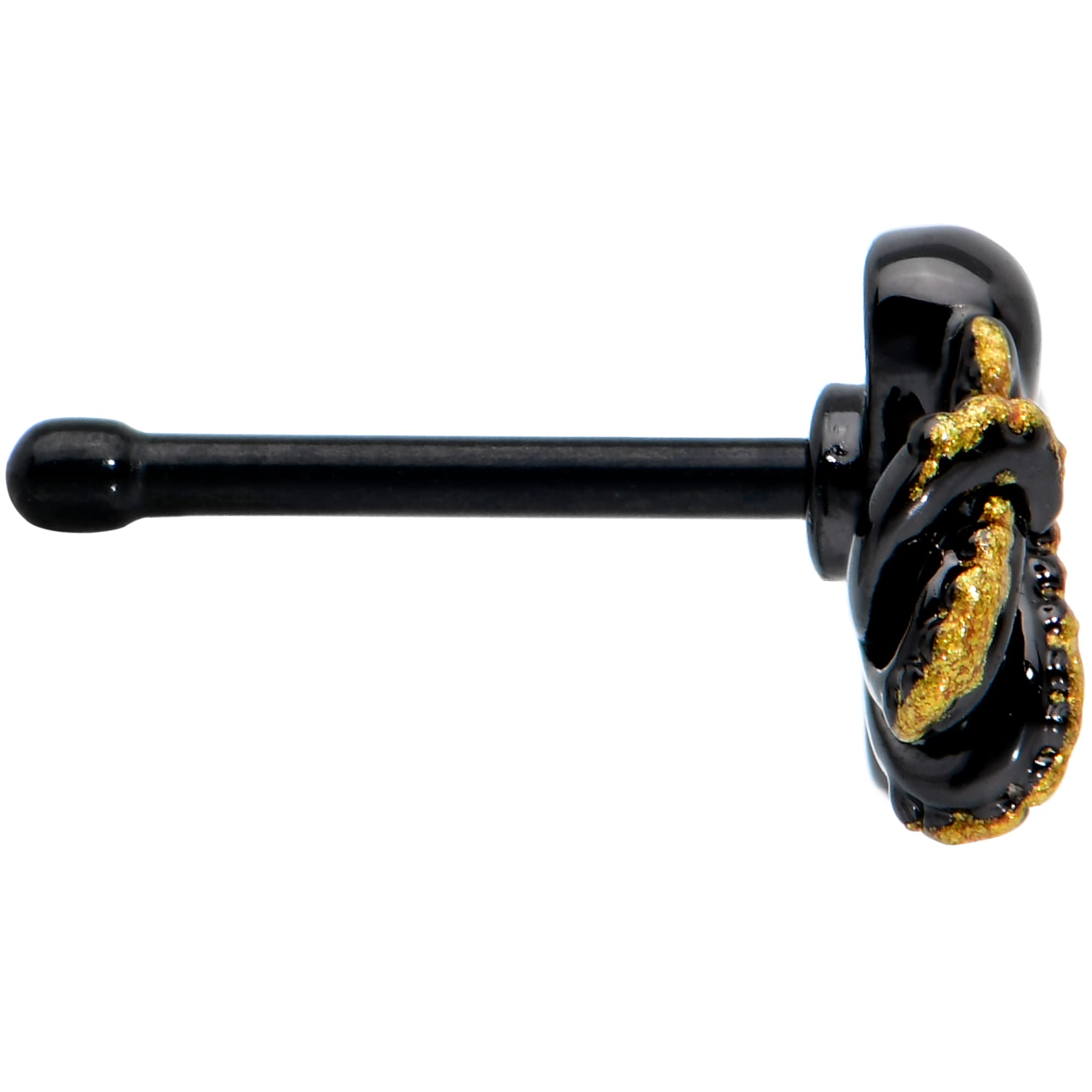 Body Candy Womens 20G Black PVD Steel Nose Ring Octopus Nose Stud Nose Bone Body Piercing Jewelry 1/4"