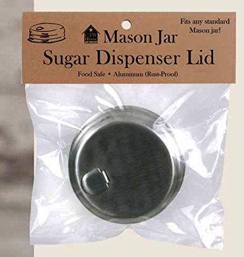 SIMPLY HOMEADE Mason Jar Sugar/Salt/Spice Dispenser Lid Kitchen Supplies, 2 3/4" diameter 1 1/4" tall, Silver