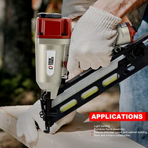 CREWTOWER NT65 15 Gauge, 1-1/4" to 2-1/2" Angle Finish Nailer Pneumatic Finishing Nail Gun for Molding, Baseboard, Trim and Finishing, Air-powered