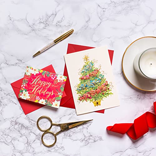 Papyrus Christmas Cards Boxed with Envelopes, May Peace and Happiness Be Yours, Christmas Tree (12-Count)