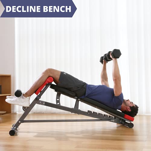 Finer Form Multi-Functional FID Weight Bench for Full All-in-One Body Workout β Hyper Back Extension, Roman Chair, Adjustable Sit up Bench, Incline, Flat & Decline Bench. Perfect with adjustable dumbbell set, barbell weight set or bench press