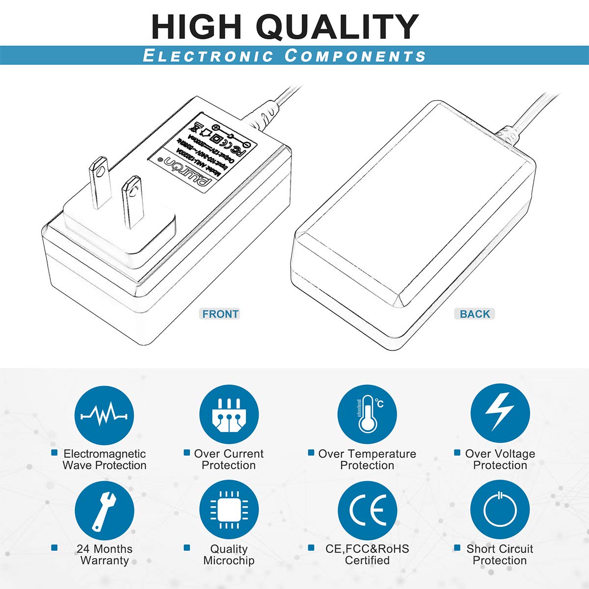 PwrON 12V AC Adapter Compatible with Sony BDP-BX BDP-S Series Blu-ray Disc DVD Player BDP-BX120 BDP-BX520 BDP-BX350 BDP-BX670 BDP-S1200 BDP-S1700 BDP-S3700 BDP-S3200 BDP-S6700, PN: AC-M1208UC