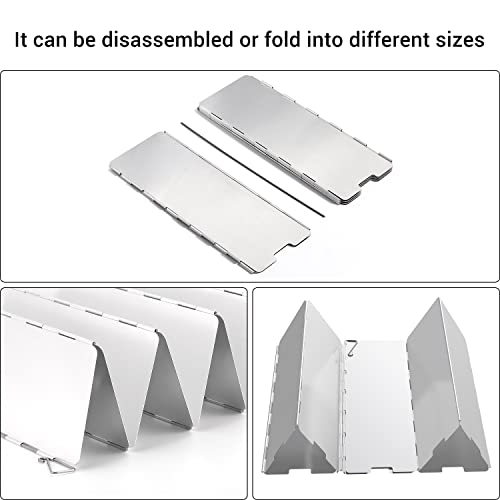 Camp Stove Windscreen, Ohuhu Camping Stove Windscreen 12 Plates Aluminum Folding Portable Camping Stove Windshield Grill Wind Screen for Camp with Carry Bag for Camping Hiking Picnic Backpacking