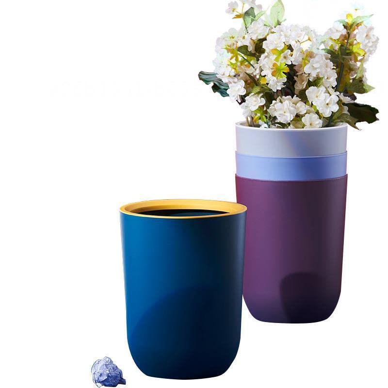 Krimo Plastic Small Trash Can Wastebasket, Garbage Container Basket for Bathrooms, Laundry Room, Kitchens, Offices, Kids Rooms, Dorms(Purple)