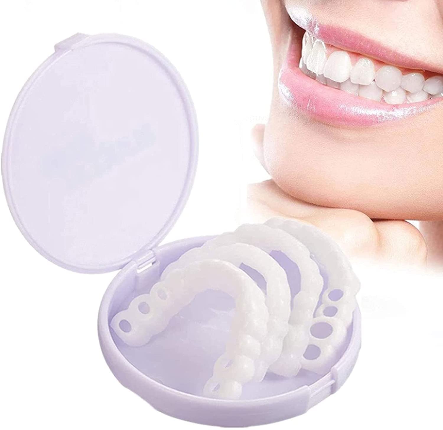 daliwan Dentures Veneers Fake White Teeth with Teeth, Veneers Dentures Socket for Women and Men, Dental Veneers for Temporary Tooth Repair, 2.0 Count