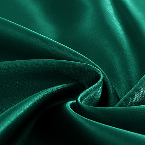 Homiest 4pcs Satin Sheets Set Luxury Silky Satin Bedding Set with Deep Pocket, 1 Fitted Sheet + 1 Flat Sheet + 2 Pillowcases (Queen Size, Blackish Green)