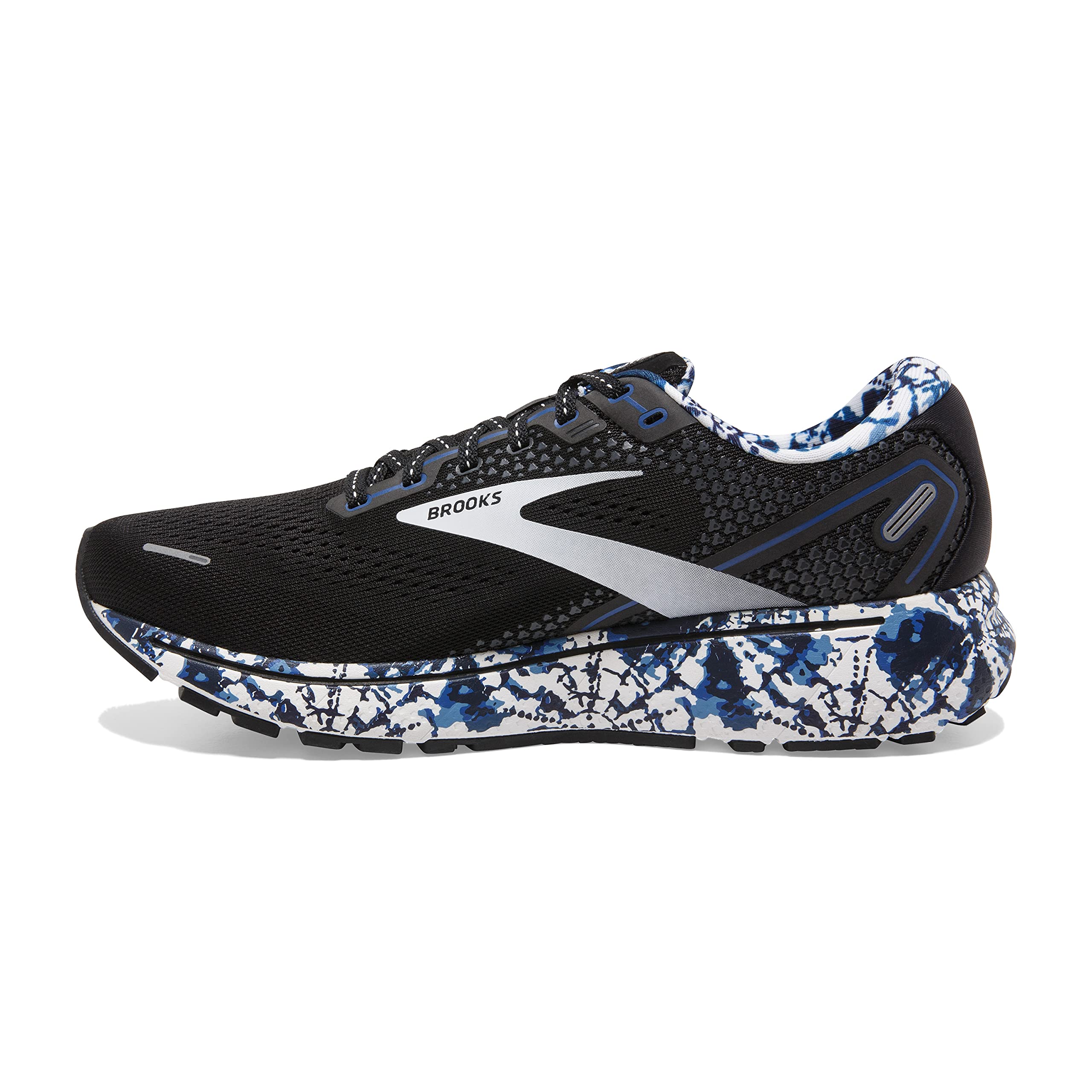 Brooks Men's Ghost 14 Neutral Running Shoe - Black/White/True Blue - 11.5 Medium