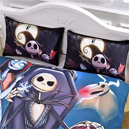 Felu Bedding Duvet Cover Set of Kids, The Nightmare Before Christmas Pattern Comforter Cover Set with 1 Duvet Cover and 1 Pillowcases (Twin Size)