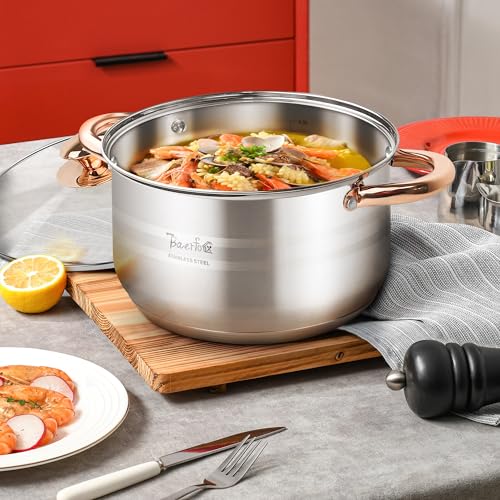 BAERFO Pots and Pans Set -8 Piece Stainless Steel Kitchen Cookware Set,Pots and Pans Set Nonstick cooking sets,suitable for Gas, Electric & Induction, Dishwasher Safe