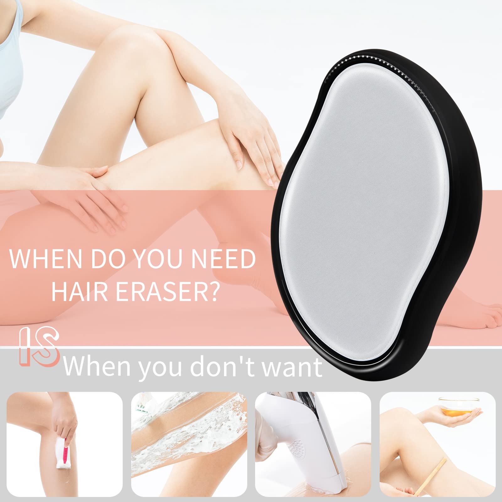 Crystal Hair Eraser, Crystal Hair Remover with Nano-Microparticles Effective Painless Magic Hair Remover for Arms Legs Back