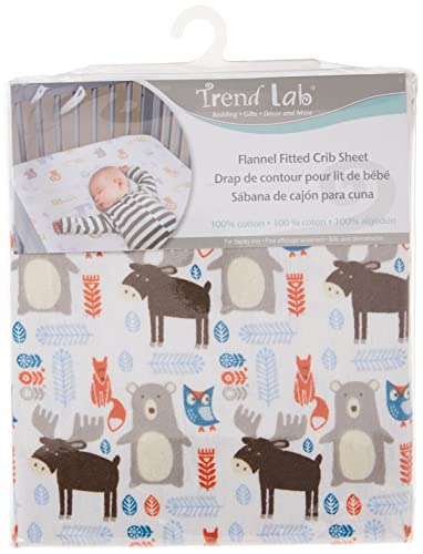 Trend Lab 100% Cotton Scandi Forest Deluxe Flannel Fitted Crib Sheet, 28x52 Inch (Pack of 1)