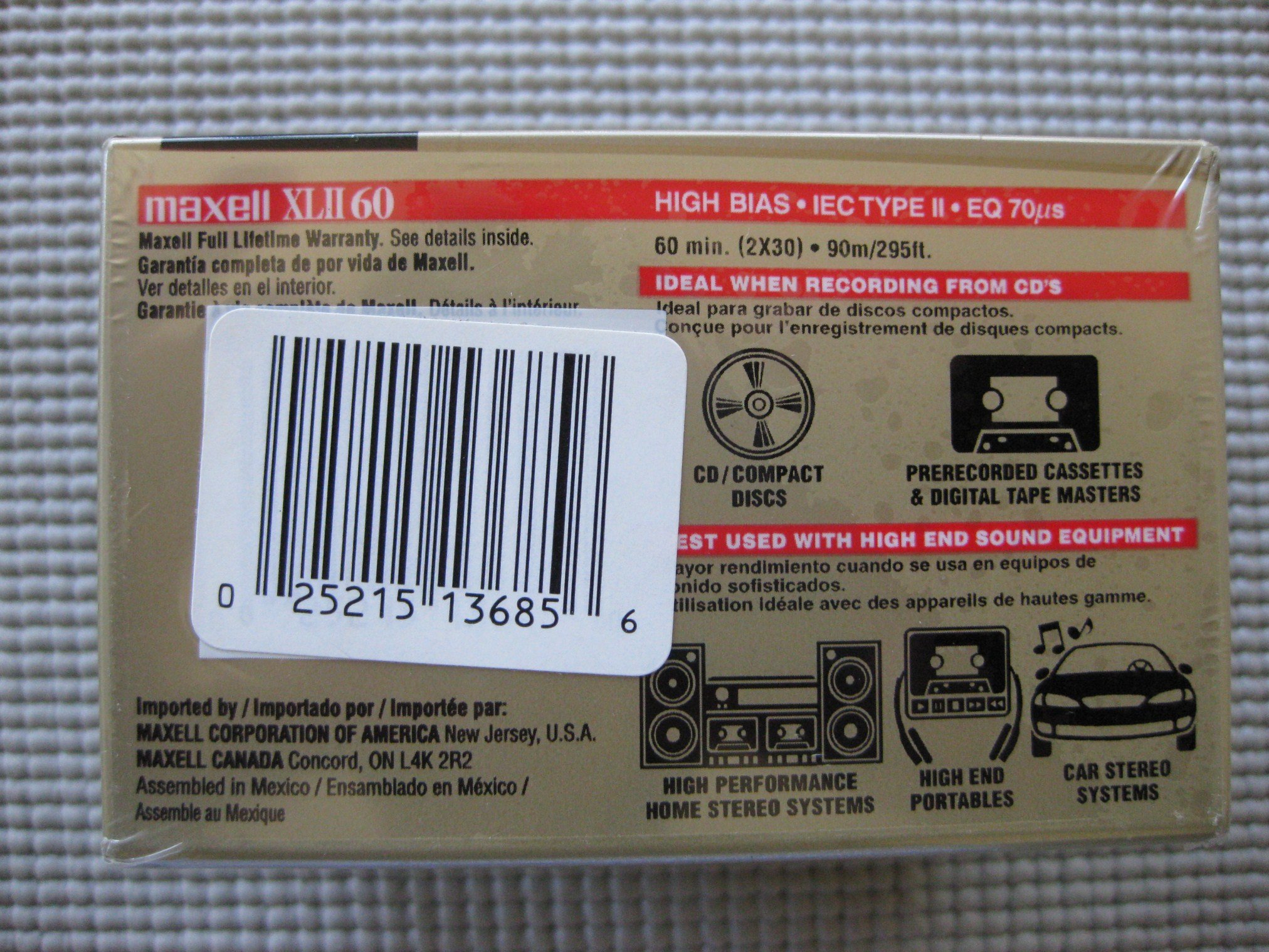 Maxell 139858 60-Minute High Bias Standard Cassette Audio Tape - 5 Pack