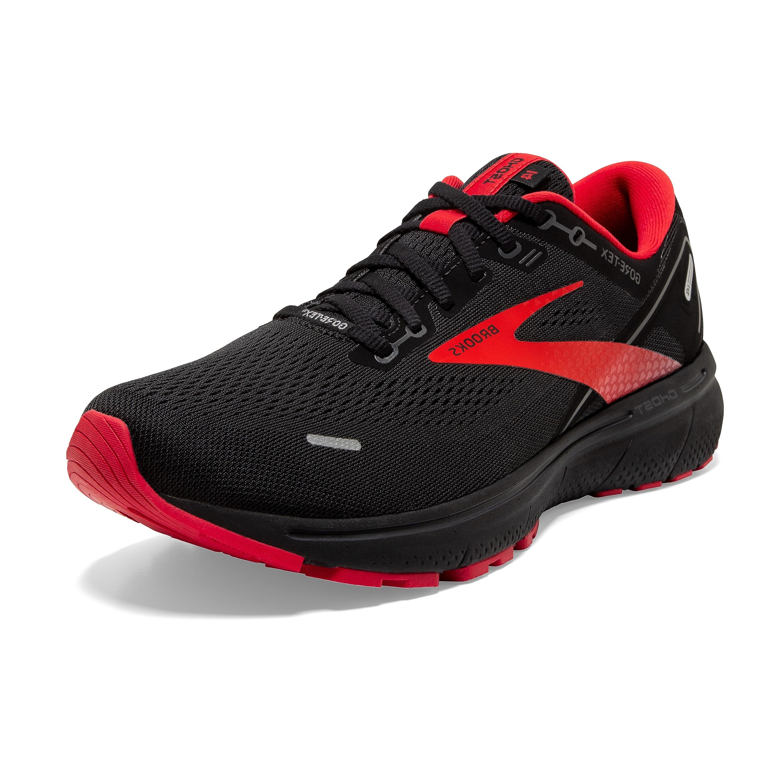 Brooks Men's Ghost 14 GTX Waterproof Neutral Running Shoe - Black/Blackened Pearl/High Risk Red - 12 Medium