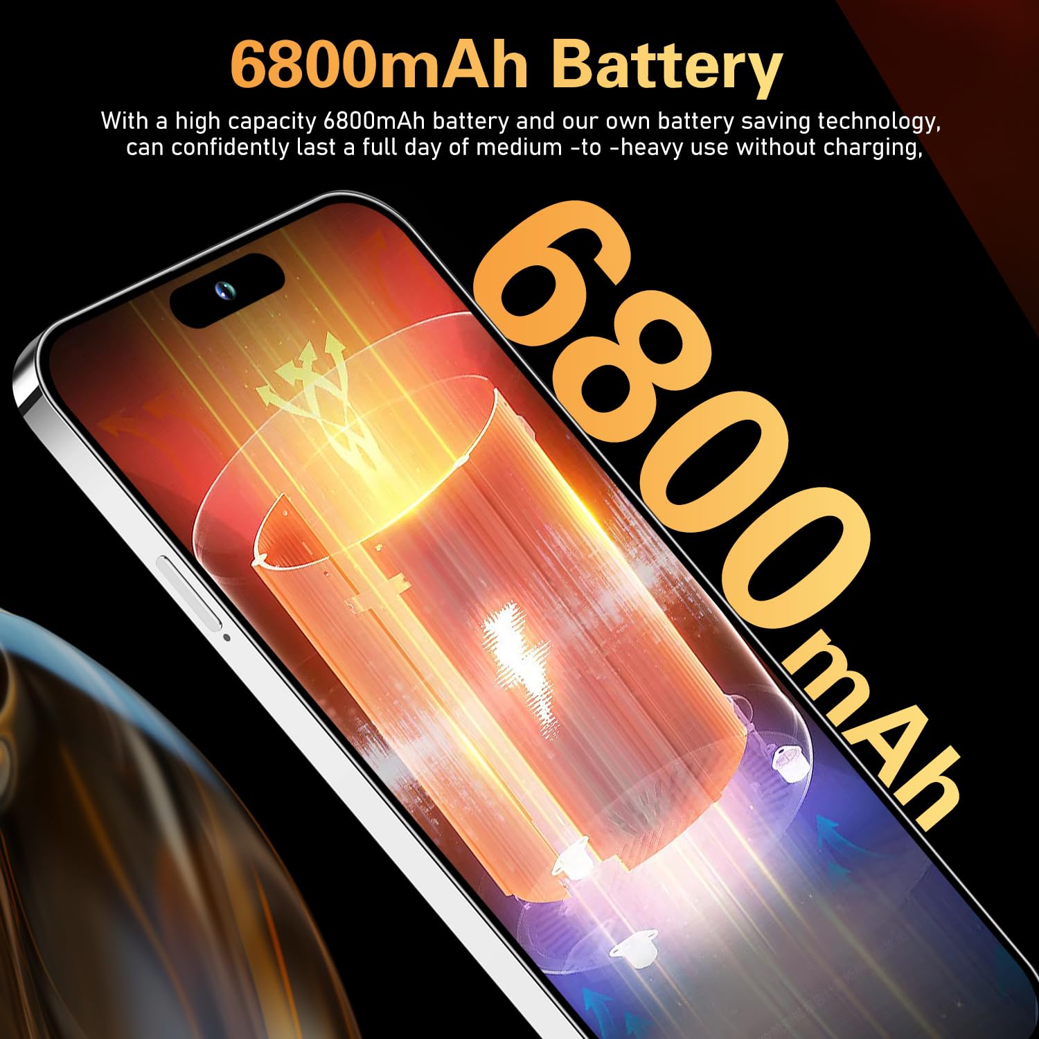 BDWJW 6GB+256GB Fully Unlocked Cell Phone for Android 13, 6.8" Unlocked Cell Phone, 6800mAh, 48MP+108MP Dual Camera/Dual SIM/Fingerprint Lock/Face ID 5G Phone