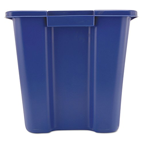 Rubbermaid Commercial 571473Be Stacking Recycle Bin Rectangular Polyethylene 14Gal Blue