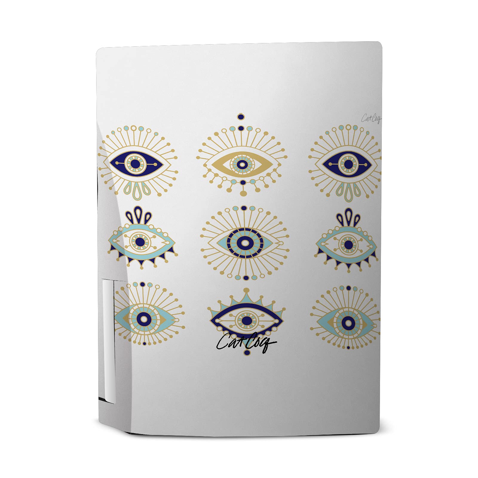 Head Case Designs Officially Licensed Cat Coquillette Blue Gold Art Mix Vinyl Faceplate Sticker Gaming Skin Decal Cover Compatible With Sony PlayStation 5 PS5 Disc Edition Console