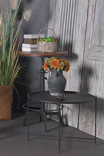 FUBIRUO End Table, Sofa Table Small Round Side Tables, Metal Nightstand,Outdoor Table Round for Living Room Bedroom Balcony Patio and Office Accent Coffee Table, (D) 23.6''x(H) 21.6'', Black