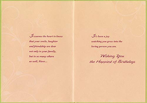 Designer Greetings Butterfly with Sparkling Glitter Accents on Green Niece Birthday Card