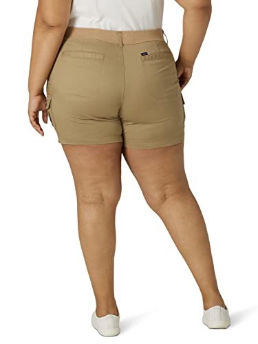 Lee womens Plus Size Flex-to-go Mid-rise Seamed Cargo Shorts, Oscar Khaki, 18 Plus