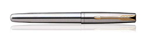 Parker Frontier Stainless Steel Gold Trim Fountain Pen Fine Nib