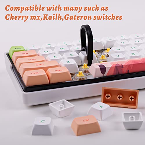 KEMOVE XDA Profile PBT Keycaps for 60% Percent Mechanical Gaming Keyboard, 70 Keys ANSI US Layout Maple Theme Keycaps Set (Keycaps only)