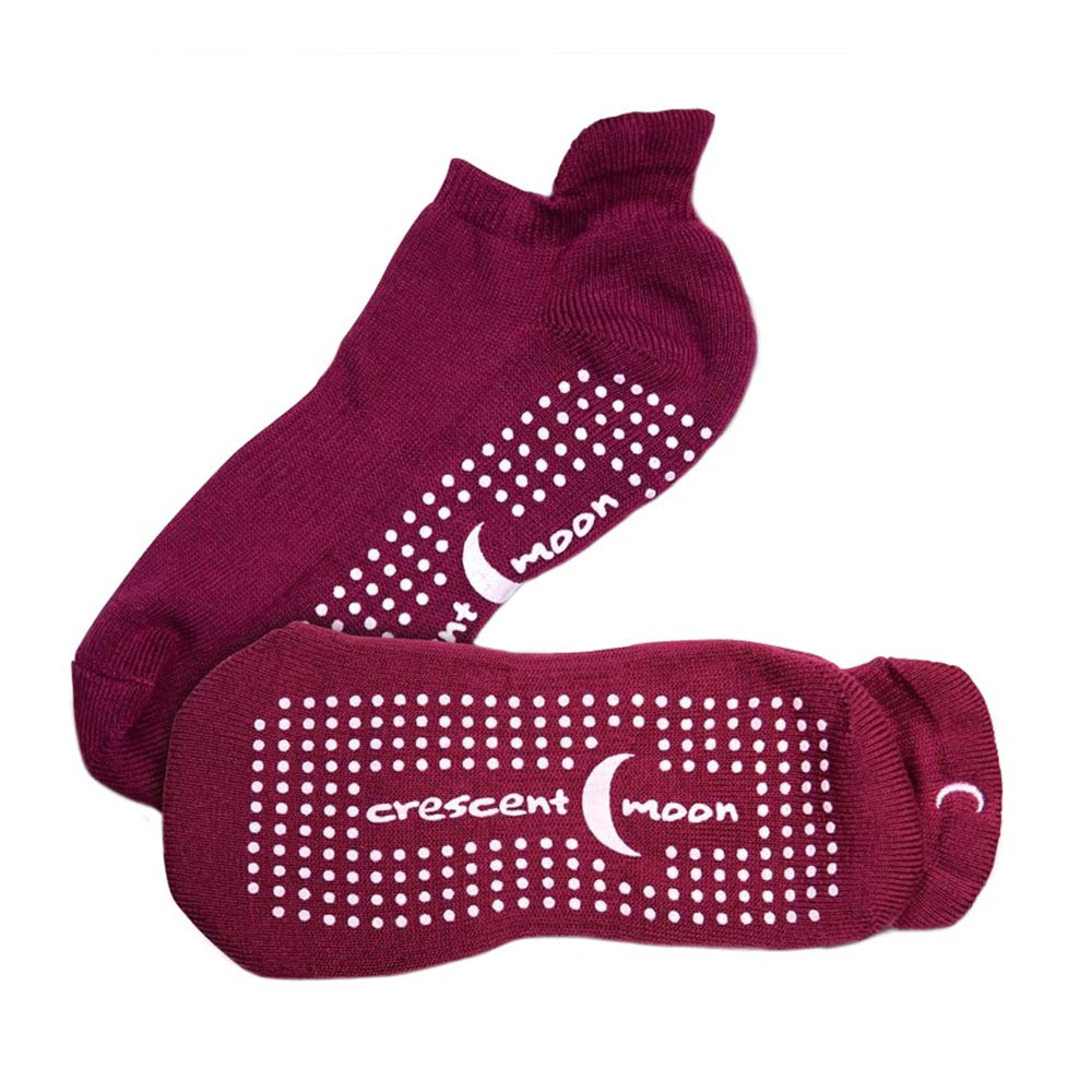 CRESCENT Moon ExerSocks, Non-Slip Grip Socks (3-Pack/3-Colors) Small, Navy, Wine, Olive