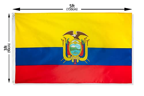 DANF Ecuador Flag 3x5 Foot Polyester Ecuadoran National Flags Polyester with Brass Grommets 3 X 5 Ft