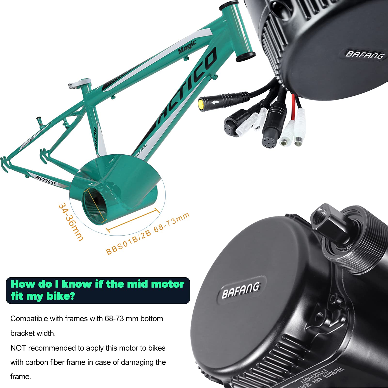 BAFANG BBS02B 48V 750W Ebike Conversion Kit : Mid Drive Electric Bike Motor with P850C Display & 44T Chainring for Mountain Bicycle Road Bicycles Commuter Bikes - NO Battery