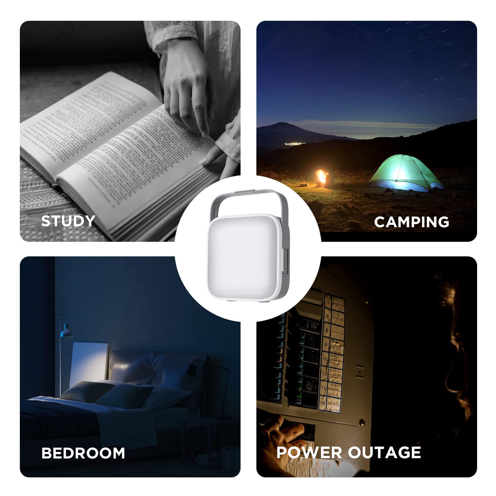 Camping Lantern Super Bright Portable 3 Light Modes Tent Light with Handle Rechargeable Handheld Flashligh Battery Powered Outdoor Accessories for Emergency Hurricane Storm Hiking Fishing Home