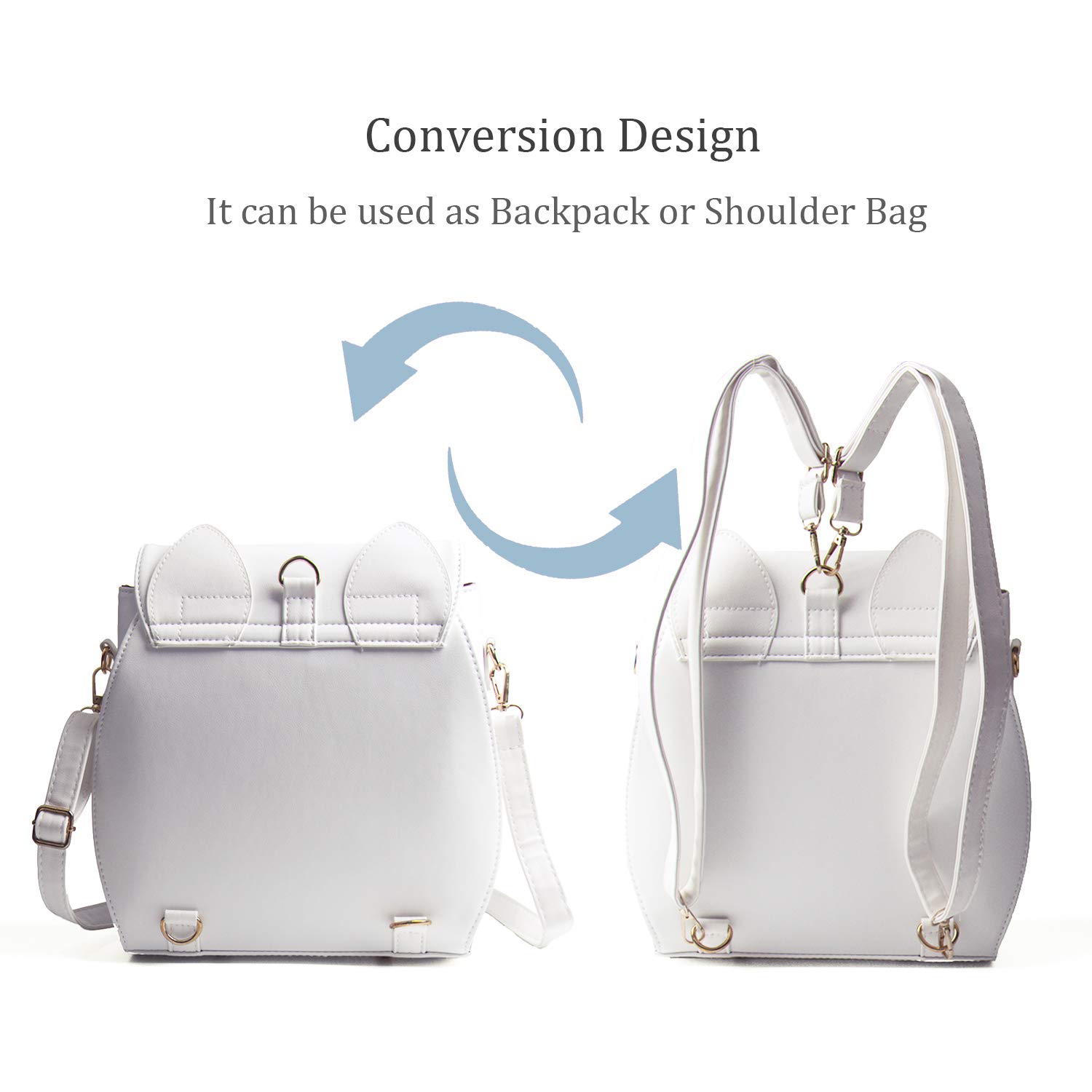 Oweisong Women Moon Sailor Purses and Handbags Cute Cat Anime Backpack Fashion Sparkling Satchel Tote Shoulder Bag