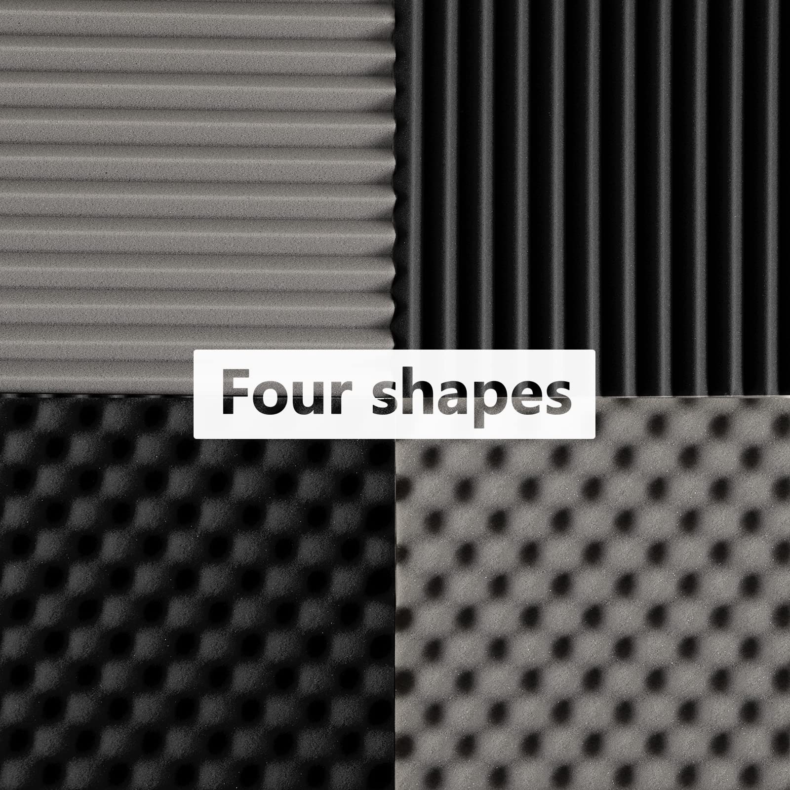 Sound Proof Foam Panels for Walls: 12 pcs Acoustic Foam Panels with Double Side Adhesive Sticker for Studio Recording Office Bedroom Home Theaters 1 X 12 X 12 Inches (Triangle Gray)
