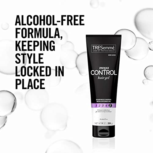 TRESemme Hair Gel, Mega Sculpting Hold for Edge Control, Frizz Control and Curly Hair with Coconut Oil, 9 Ounce (Pack of 4)
