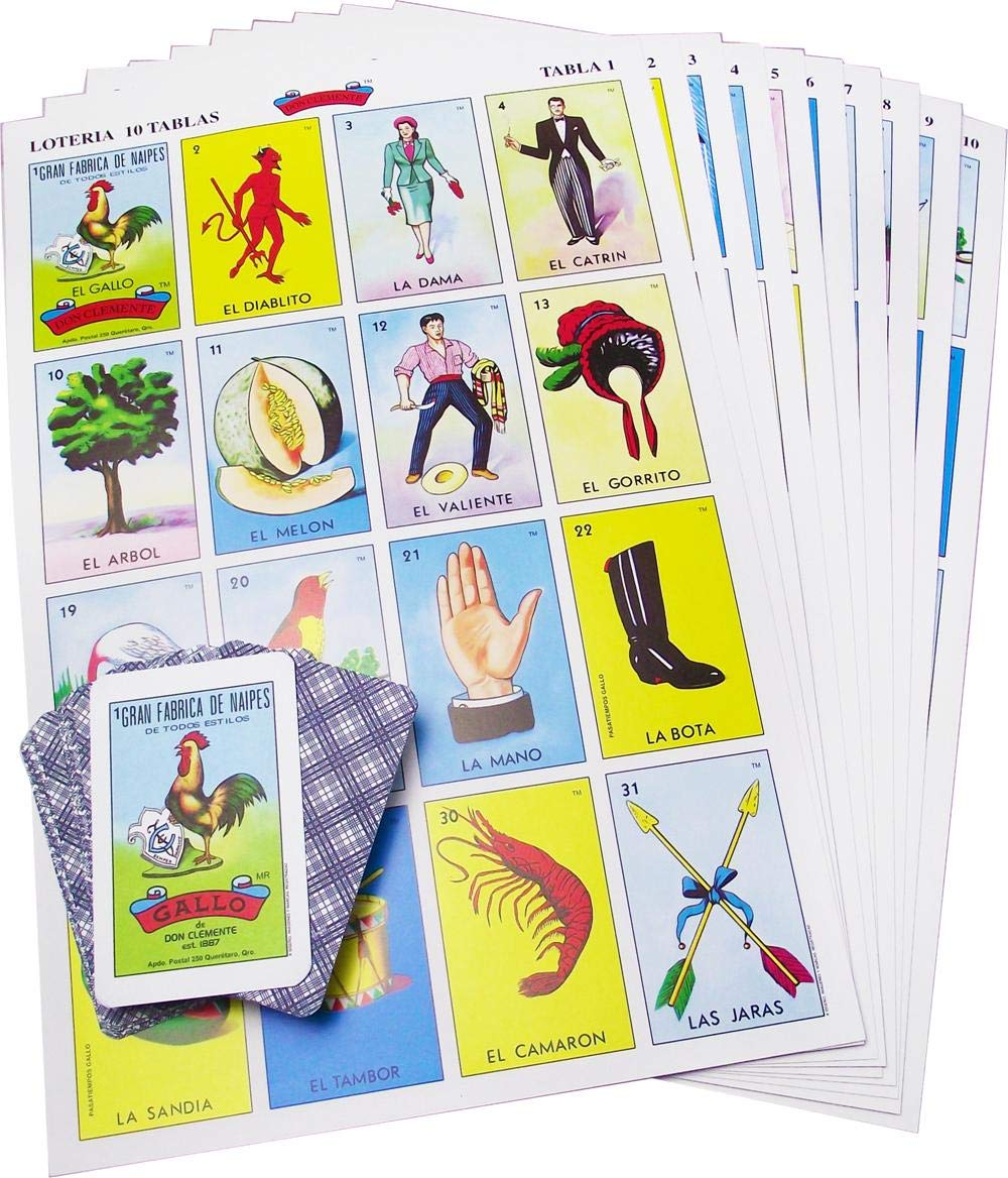 Loteria Authentic Mexican Game, Bingo Game with Colorful Illustrated Cards, Don Clemente Brand (10 Tablas Jumbo (10 Boards Jumbo))