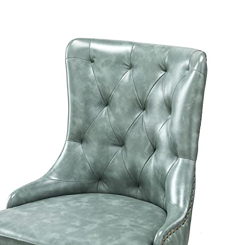 HULALAHOME PU Leather Office Chair Armless, Home Office Leisure Chair Ergonomic Mid-Back PU Leather Armless Chair Upholstered with 5 Rolling Casters, Height Adjustable Swivel Task Chair, SAGE