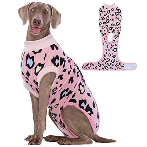 Kuoser Dog Recovery Suit, Soft Dog Surgery Recovery Suit for Female Male Dogs, Anti Licking Dog Onesie After Sapy Neuter, Pet Body Suits Doggie Surgical Shirt E-Collar & Cone Alternative, Pink 2XL