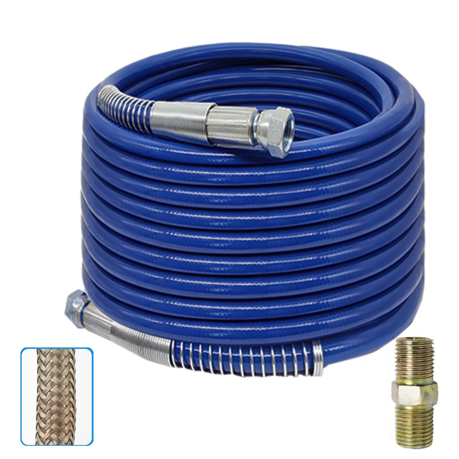 GYLBF 50ft x 1/4" Upgraded Airless Paint Sprayer Hose Sprayers, Airless Paint Hose Made of Four Layers of Quality Materials, Contains Encrypted steel wire Layer