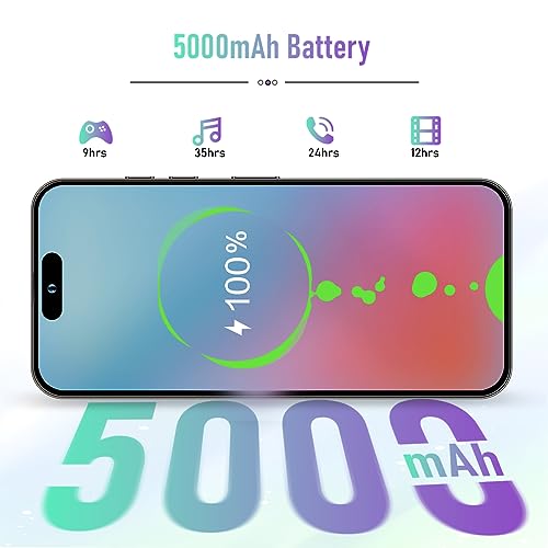 fuxinya Unlocked Cell Phones 2023 Android 13 Smartphone with Dynamic Island 8GB+128GB 8-Core Mobile Phones 6.54" HD Screen 50MP+13MP Camera 5000 mAh Long Battery Cellphone with 4G Dual SIM - Black