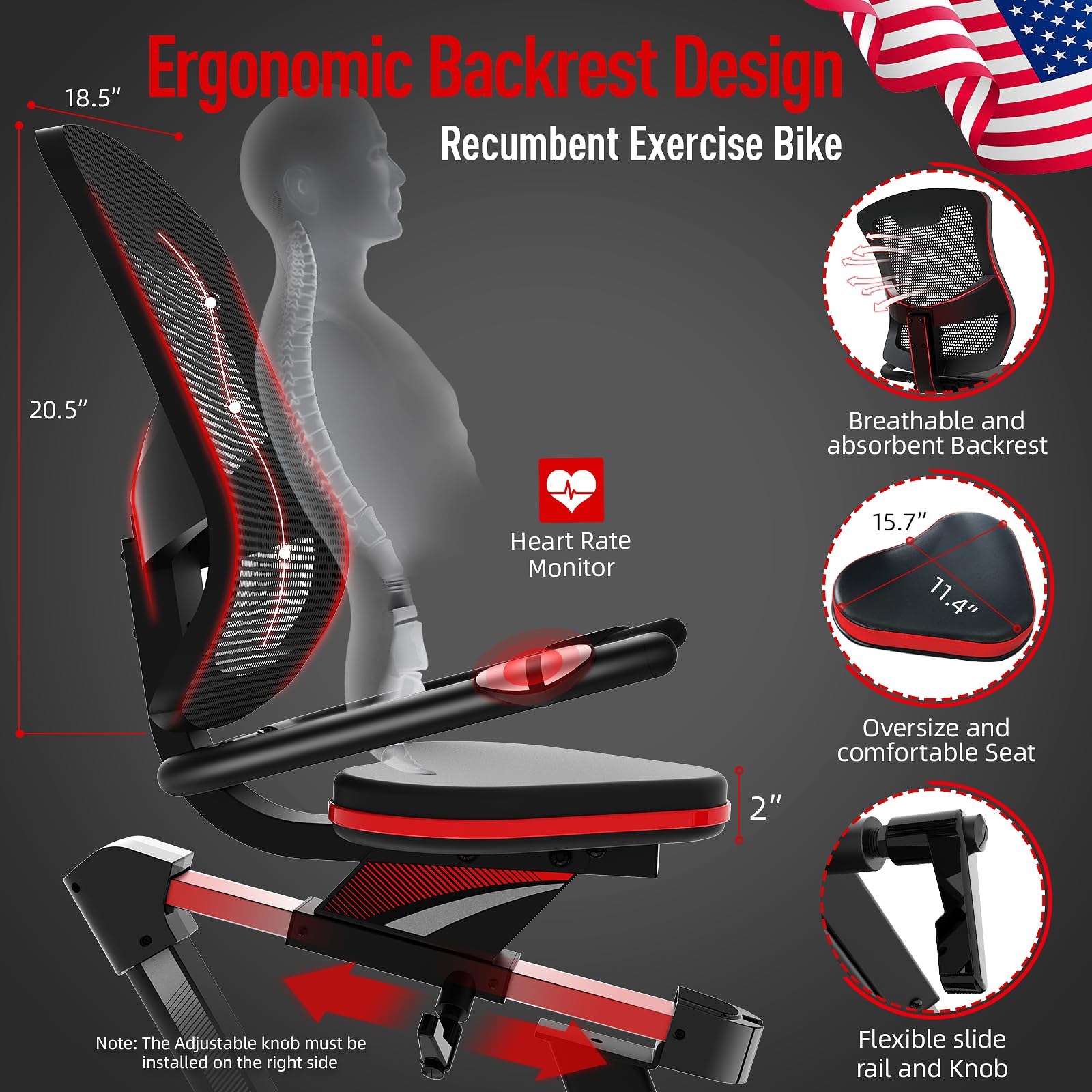 HARISON Recumbent Exercise Bike with Arm Exerciser, Recumbent bikes for Adult Seniors, Recumbent Exercise bike for Home 400 lbs Capacity