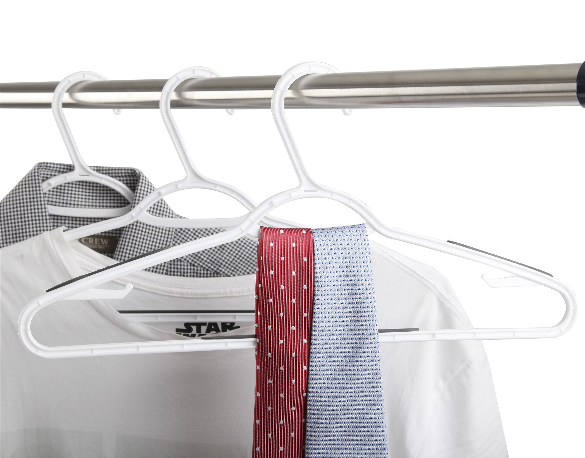 Finnhomy 50 Pack Plastic Hangers, Clothes Hangers with Non-Slip Pads, Space Saving Easy Slide Organizer, Clothes Hanger for Bedroom Closet Wardrobe, Great for Shirts, Pants, Scarves