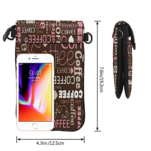 Crossbody Cell Phone Purse Coffee-Lovers-Hipster-Espresso Messenger Shoulder Handbag Wallet For Women