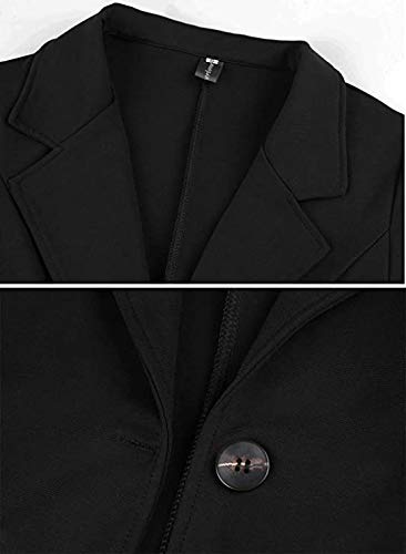 Genhoo Women's Long Stretchy Sleeve Open Front Lightweight Work Office Blazer Jacket Black L