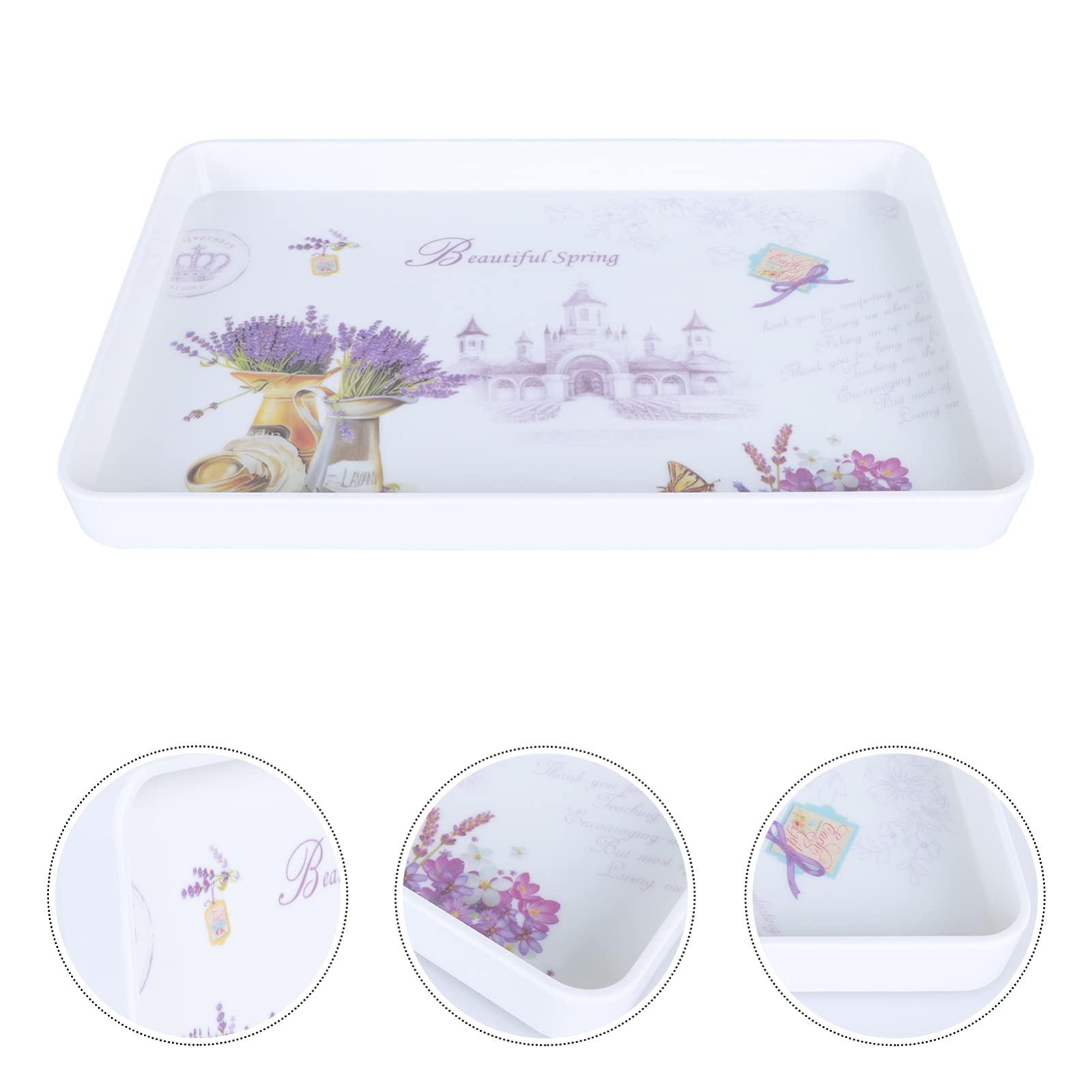 Cabilock Veggie Tray Plastic Plate Serving Tray with Lavender Flower Pattern Cupcake Dessert Dish Appetizer Candy Holder for Party Event Snacks Food Display Server Appetizer Serving Tray
