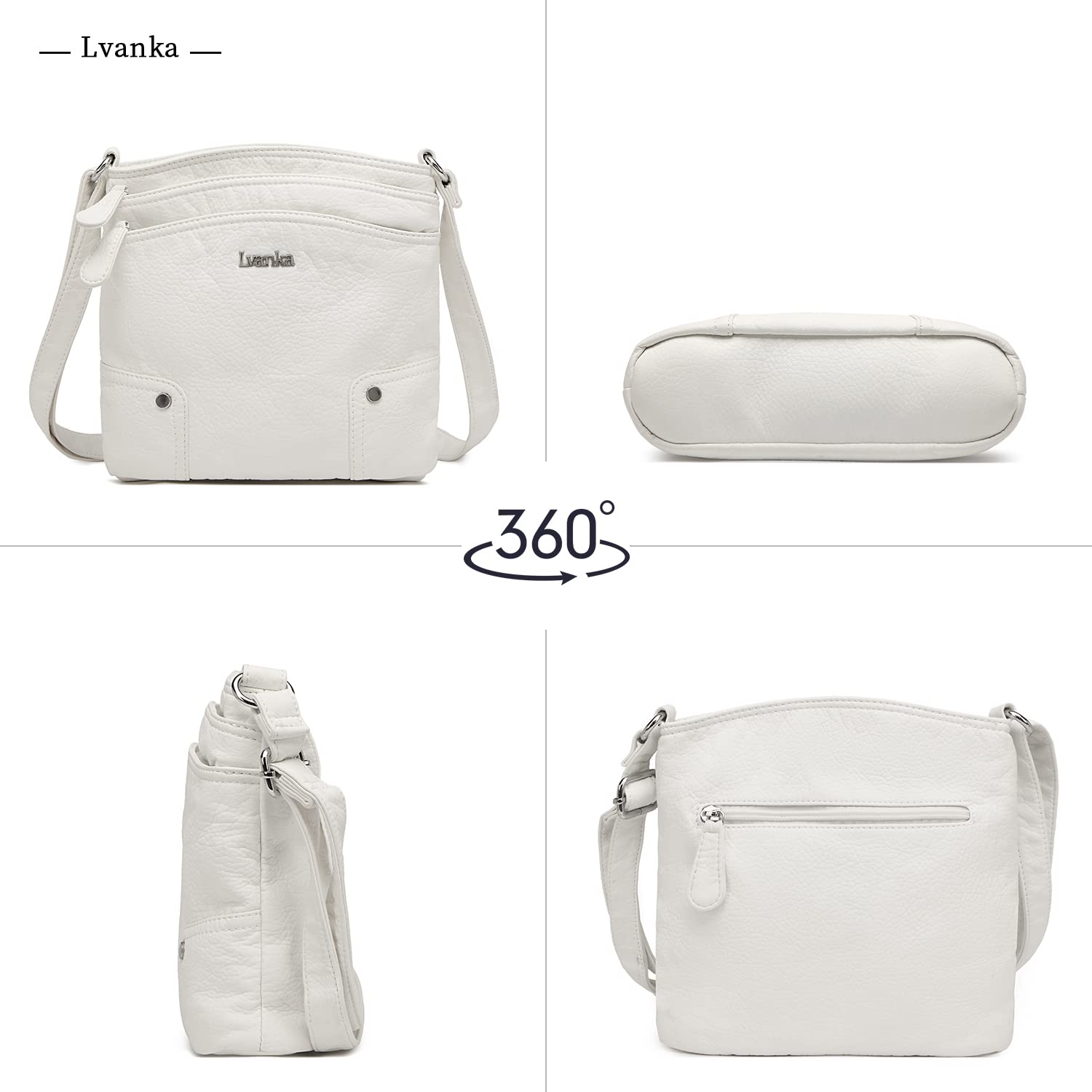 Crossbody Purses for Women Double Zipper Pockets Soft Vegan Leather Shoulder Bag with Adjustable Strap