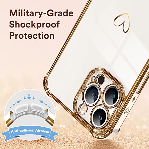 DAVIKO Compatible with iPhone 13 Pro Max Case for Women, Luxury Soft TPU Shockproof Protective Phone Case, Full Camera Protection Raised Reinforced Corners, 6.7 inch, White