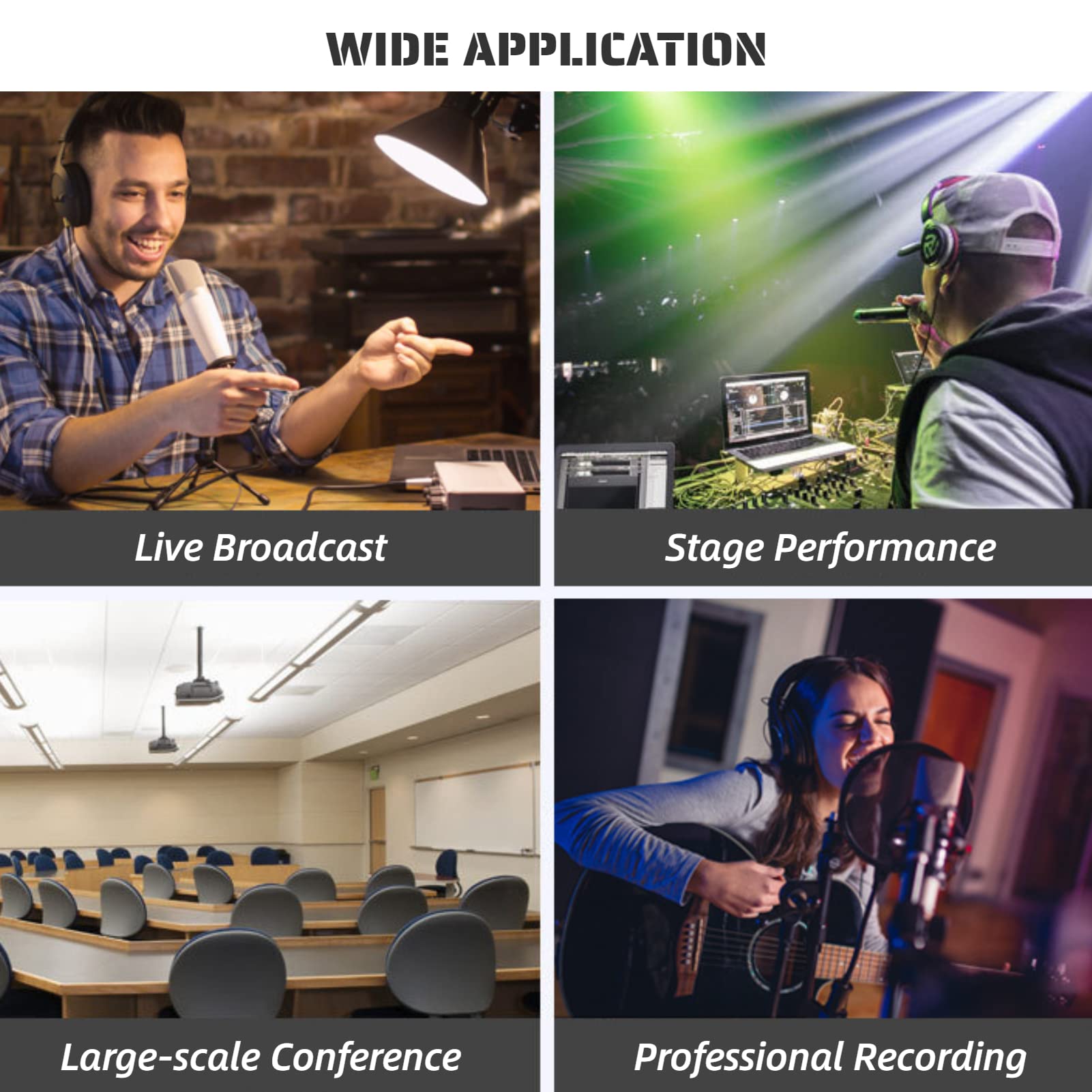 Portable Audio Mixer, Portable 4 Channel BT Mixing Console Digital Audio Mixer Builtin Effect for Home Karaoke, Webcast, Music Recording(US plug)