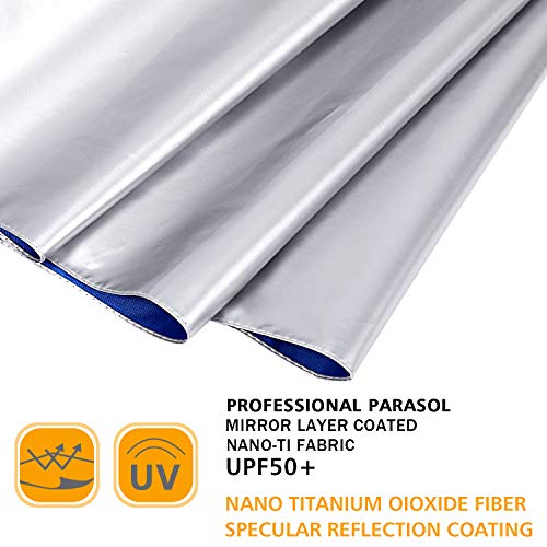 G4Free UPF 50+ UV Protection Travel Umbrella 42/46 Inch Windproof Silver Coating Sun Blocking Umbrella(Silver/Blue)